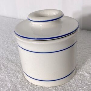 Dining | White Ceramic Butter Bell W Blue Line Accent | Poshmark